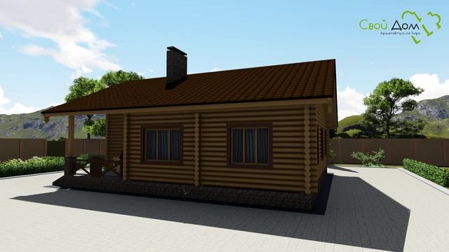 Проект одноэтажного дома из бревна B-241