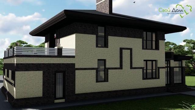 Проект дома 3 спальни, гараж E-038