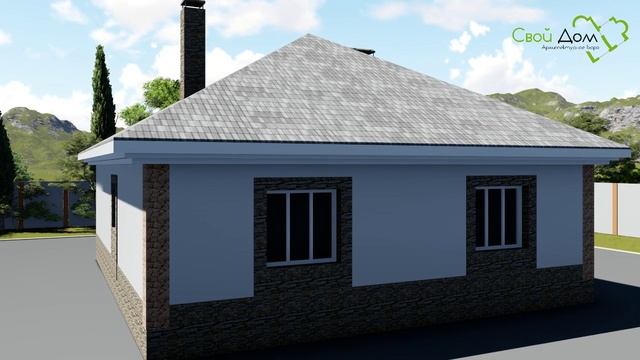 Проект одноэтажного дома с 2 эркерами B-245