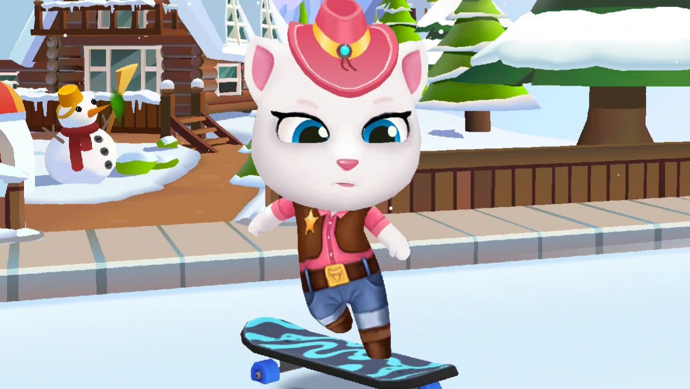 Мультфильмы для малышей - Ковбой Анджела на полуночном скейте Talking Tom Gold Run