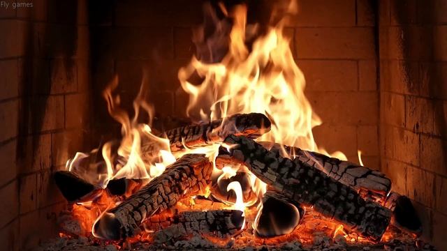 Уютный камин 4K . Заставка для отдыха, сна и учебы. Потрескивающий камин. 4K UHD