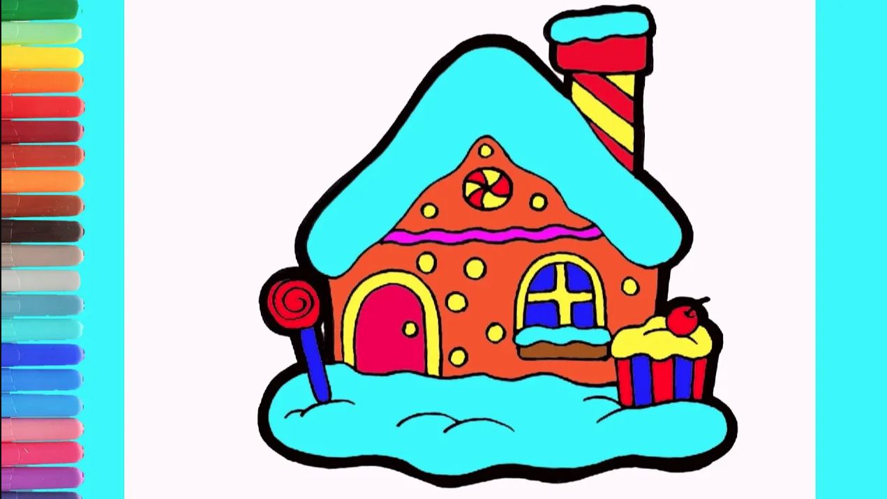 Мультик - раскраска для детей ДОМИК. Учимся как рисовать ДОМИК с детьми