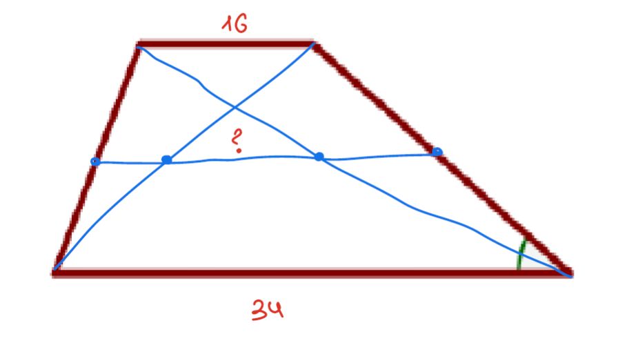ОГЭ МАТЕМАТИКА 23 - ОТРЕЗОК , СОЕД. СЕРЕДИНЫ ДИАГОНАЛЕЙ ТРАПЕЦИИ