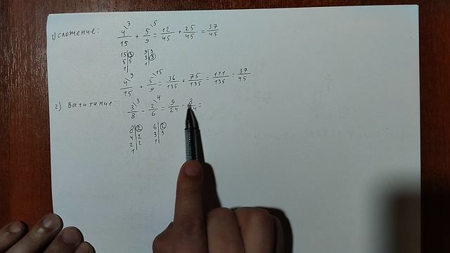 Глава 1 Урок 5 Сложение, вычитание, умножение и деление обыкновенных дробей