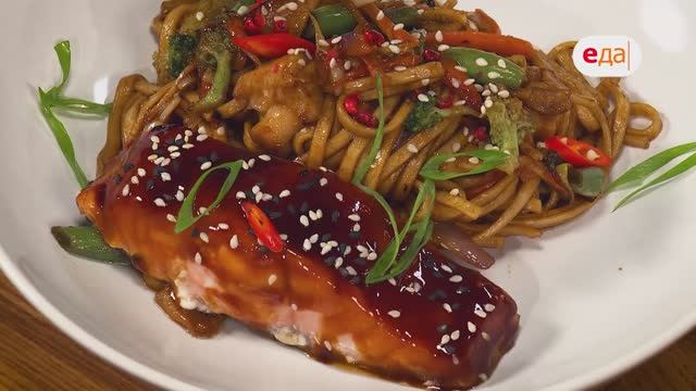 Лапша унаги с овощами и рыбой. Тайяки с шоколадом | Наедине с Мосиным /33