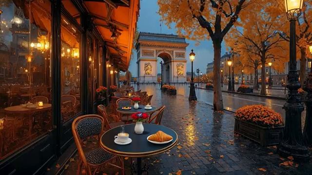 Джаз дождливой осени. Уютная атмосфера парижского кафе. Джазовая музыка для работы, учебы