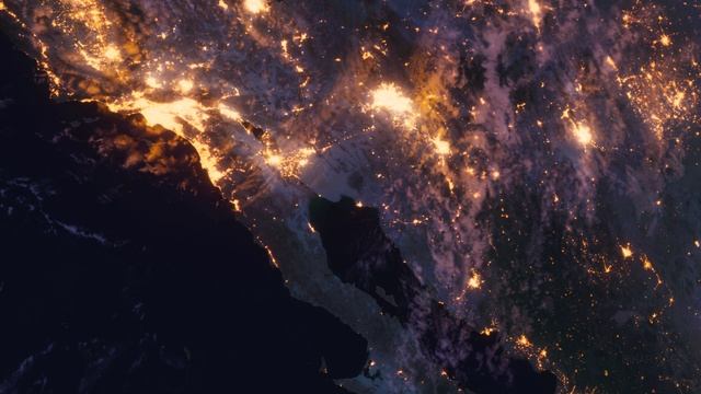 Бесплатное видео футаж США Соединённые Штаты Северная Америка Вид из Космоса с Орбиты. Ночной Глобус