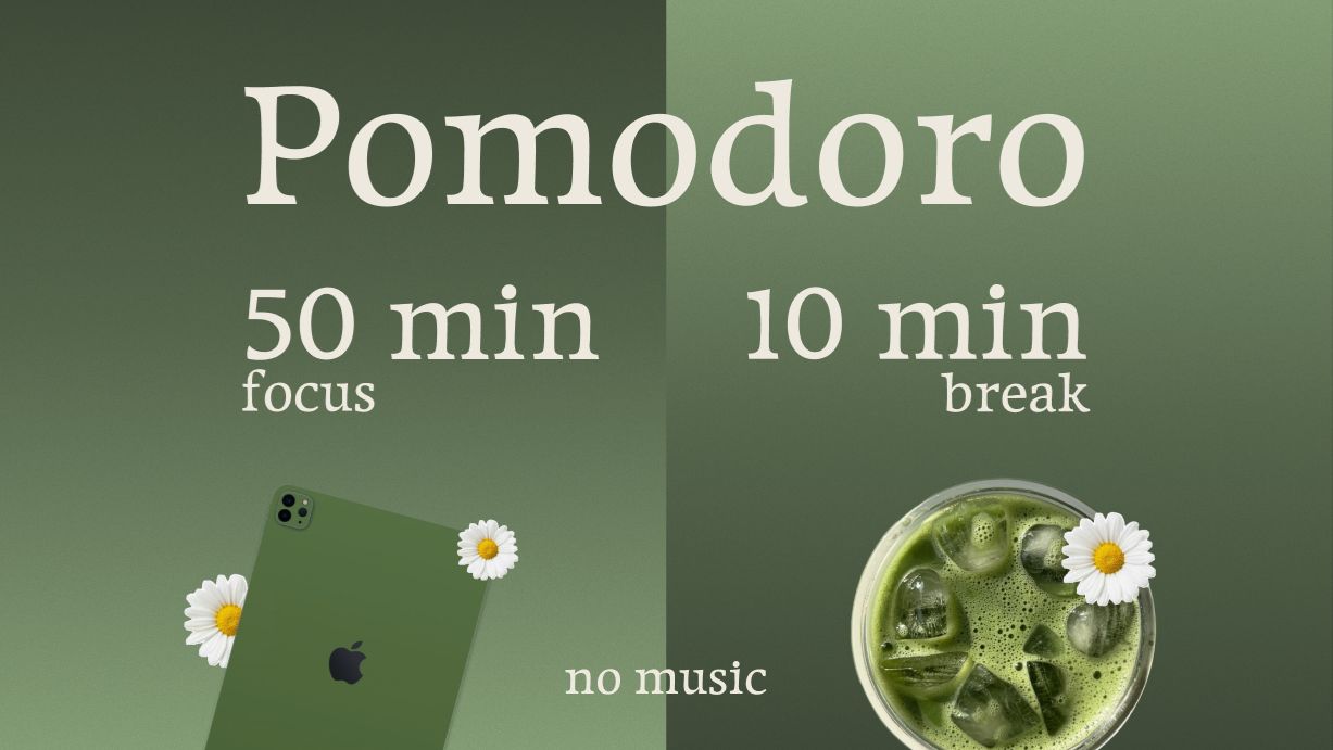 Таймер без музыки для концентрации | 50 минут работы, 10 минут отдых |  Помодоро 50/10