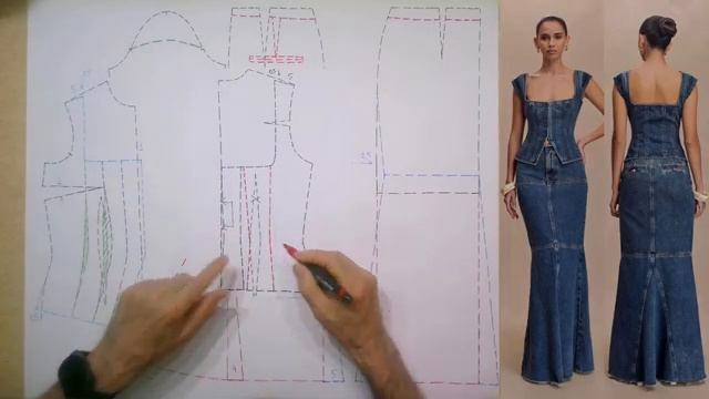 моделируем юбку и топ modelado de falda y top #курсыкройкиишитья #diseño