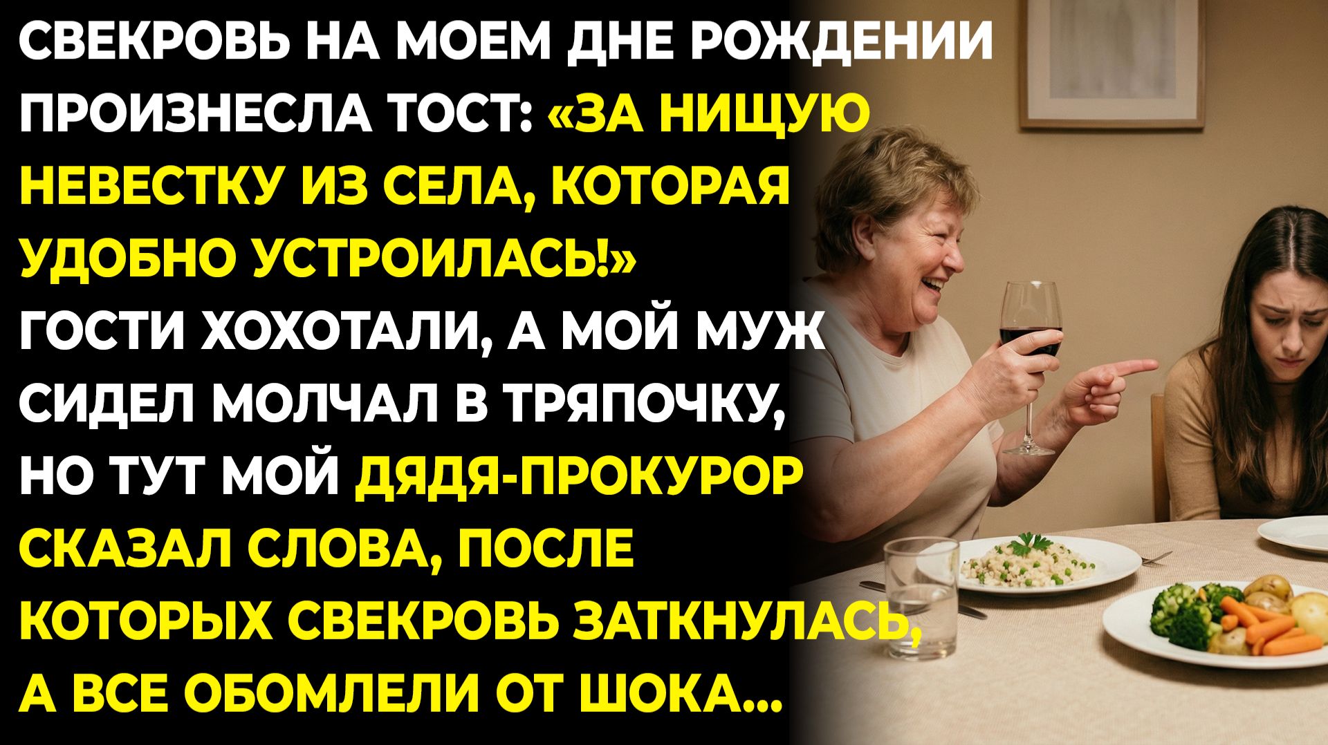 На моём дне рождении СВЕКРОВЬ ЖЕЛАЛА УНИЗИТЬ МЕНЯ, но мой дядя-прокурор поставил её на место