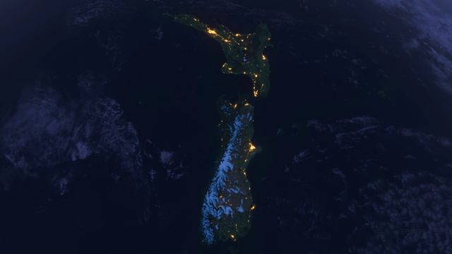 Бесплатное видео футаж, Планета Земля Ночью Австралия Новая Зеландия. Космос с Орбиты. Ночной Глобус