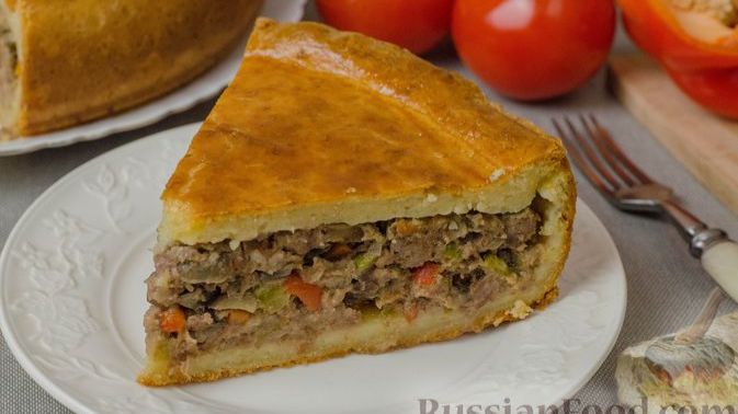 ТВОРОЖНЫЙ ПИРОГ С МЯСОМ И ГРИБАМИ