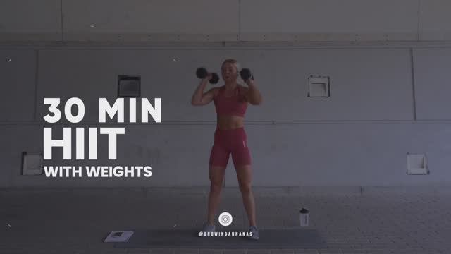 30 MIN CARDIO HIIT Workout WIHT WEIGHTS - ANNA