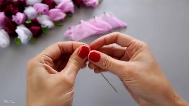 БУТОН РОЗЫ, МК _ DIY RIBBON ROSEBUD