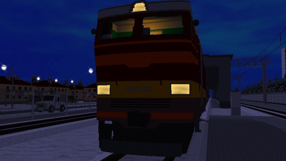 Проезжающие поезда ночью в игре SkyRail