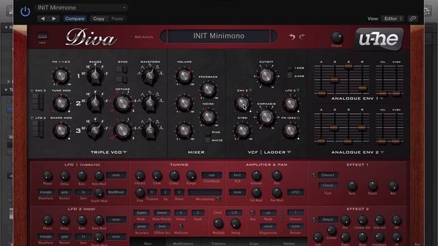 3. Analog tech bass with U-He Diva
