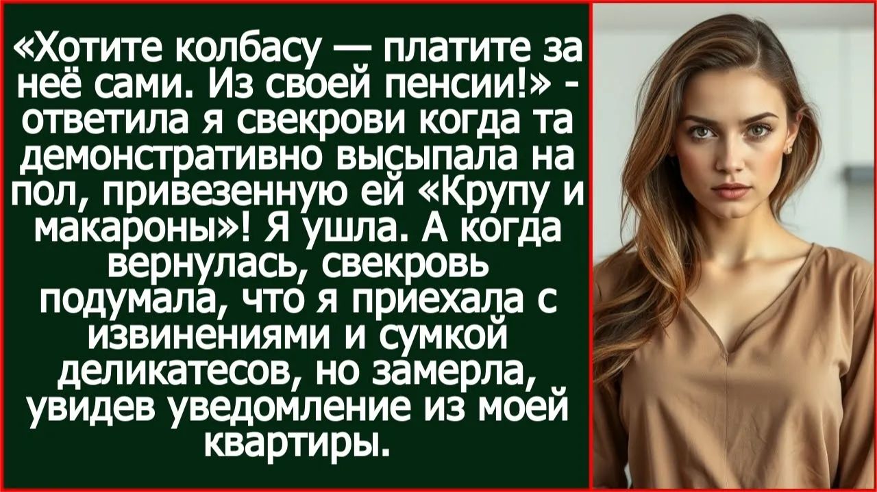 Хотите колбасу? Платите за неё сами. Из своей пенсии! Ответила я свекрови. | Реальная История
