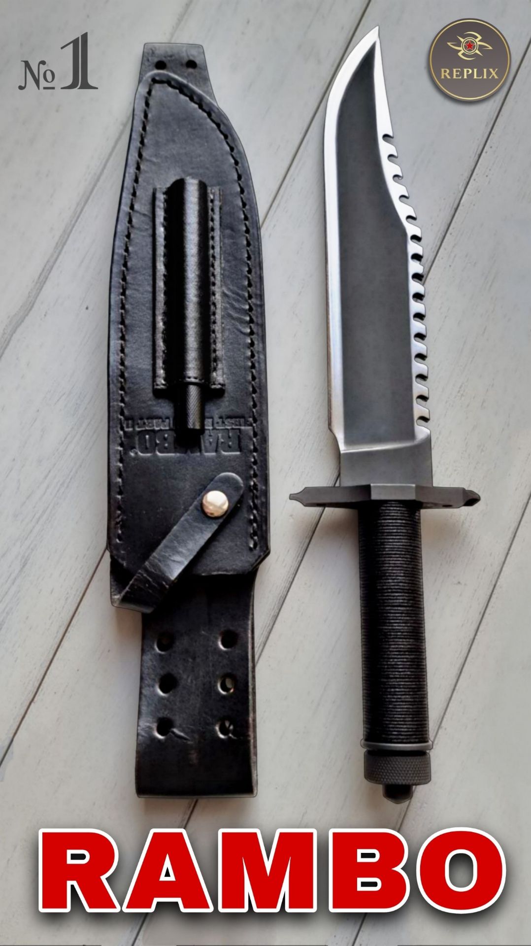НОЖ 𝐑𝐀𝐌𝐁𝐎 - ПЕРВАЯ КРОВЬ.
Это первая РЕПЛИКА ножа 𝐑𝐀𝐌𝐁𝐎 от мастерской 𝐑𝐄𝐏𝐋𝐈𝐗.