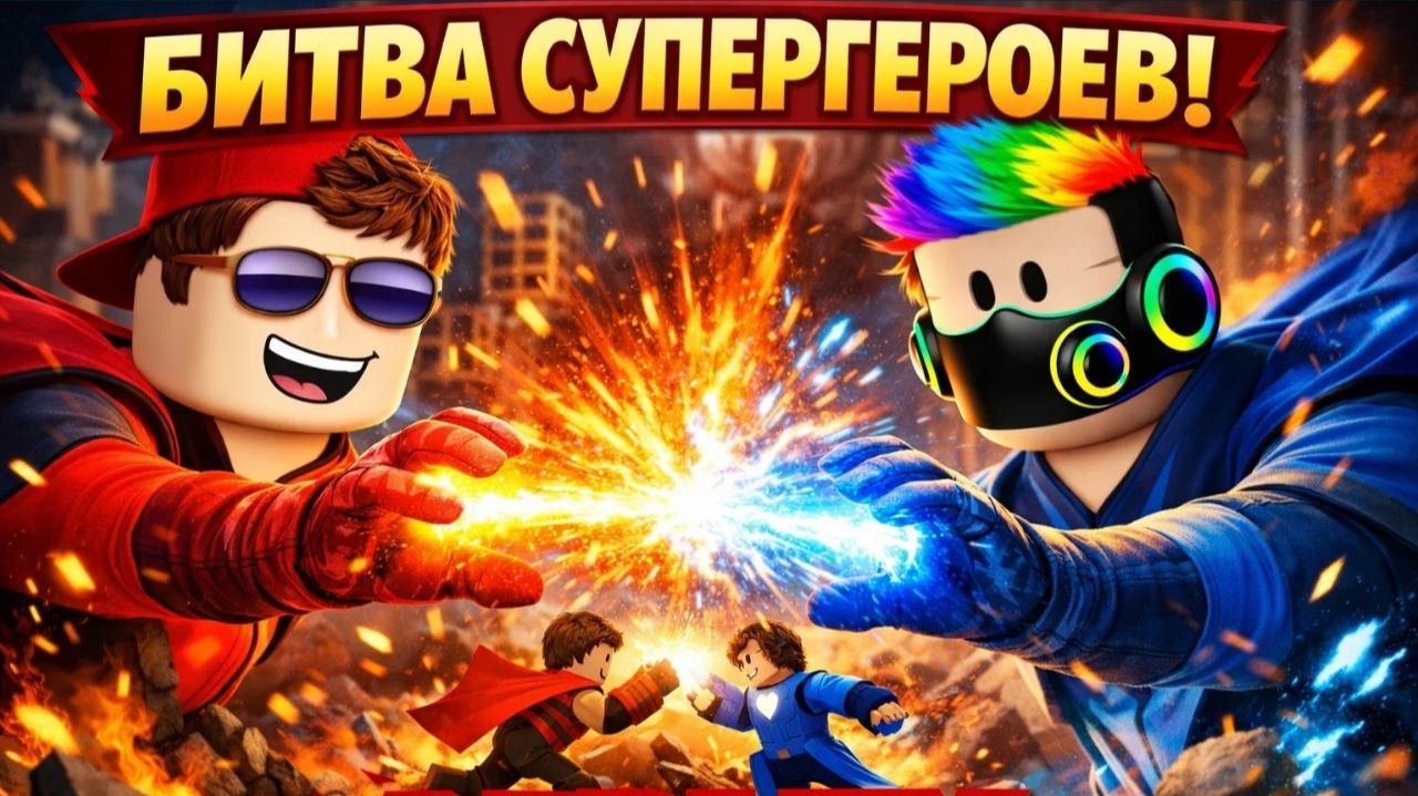 Потасовка героев в Roblox 💥 Я — Капитан Америка, папа — Супермен | Hero Brawl