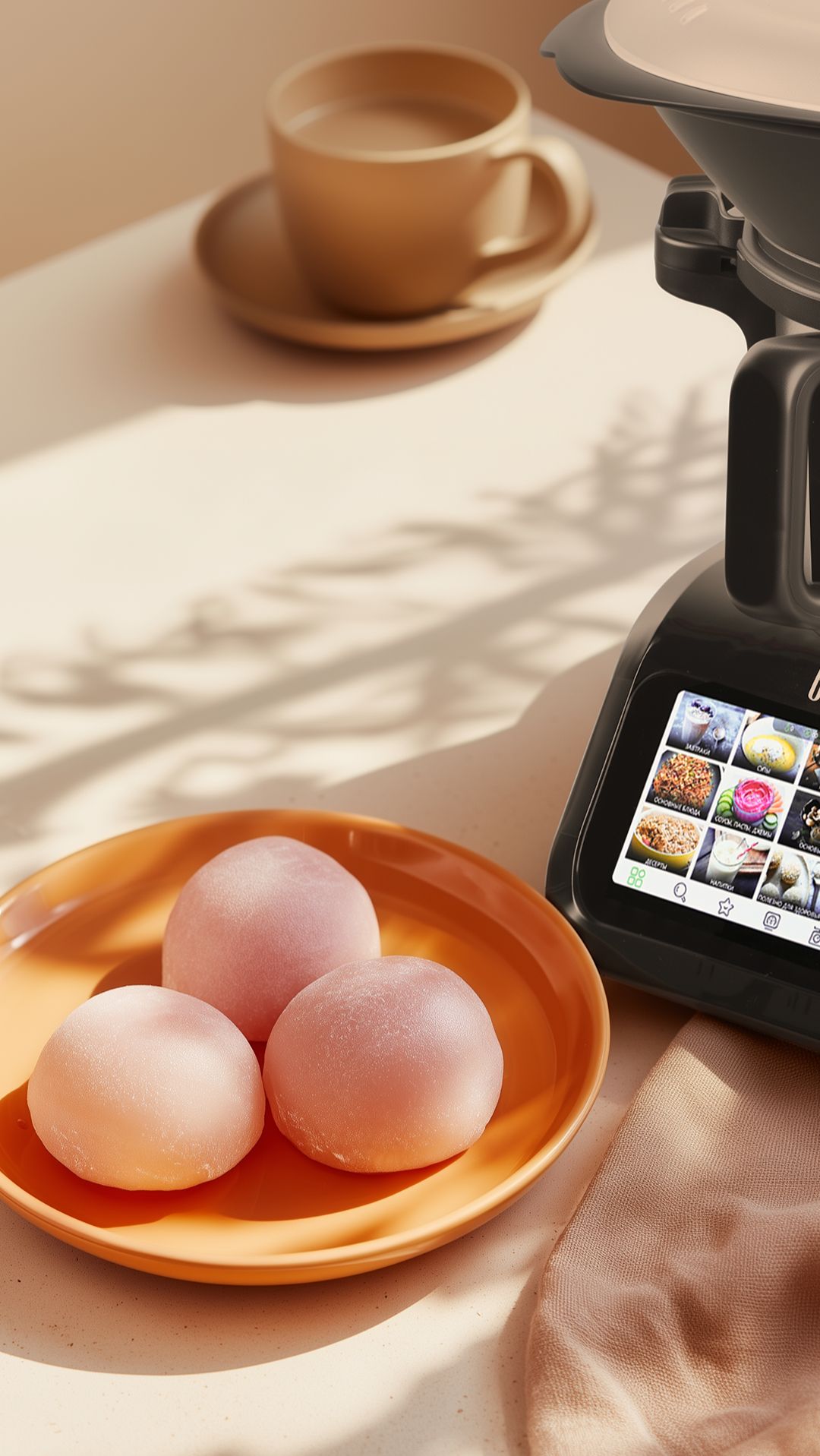 Моти с кремом из маскарпоне и розовой матчей #десерт #рецепты #еда