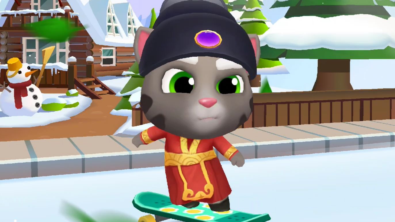 Мультики Бегалки для малышей - Удачливый Том на скейтборде "Сила цветов" Talking Tom Gold Run