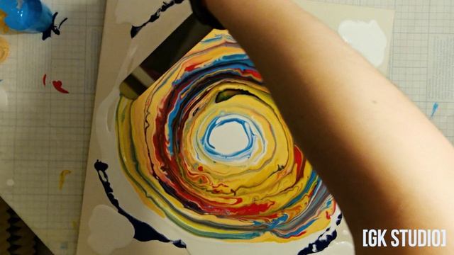 Acrylic pouring circle with silicone Рисование акрилом