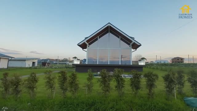 Обзор двухэтажного дома фахверк. 100 кв.м. Аннинские высоты, Ленинградская область.