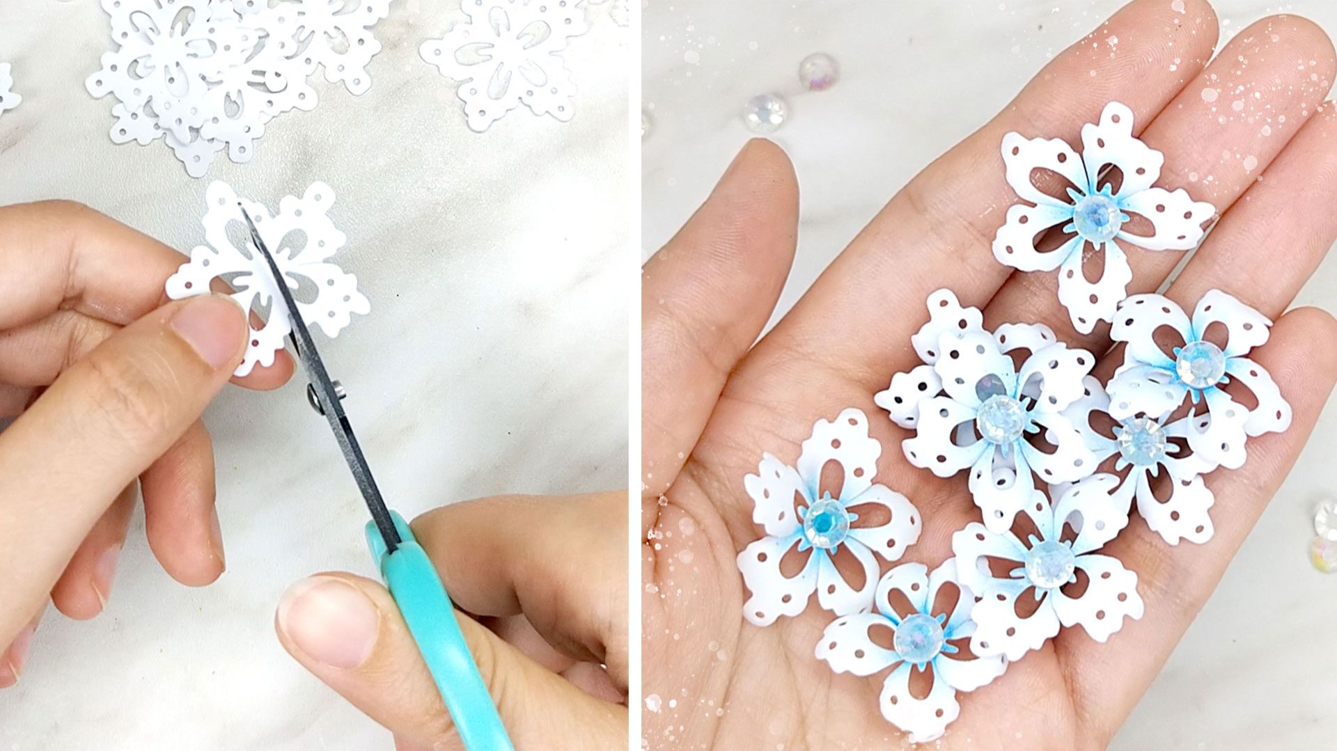Как я делаю ажурные цветы-снежинки для украшения новогодней открытки. Идеи своими руками DIY