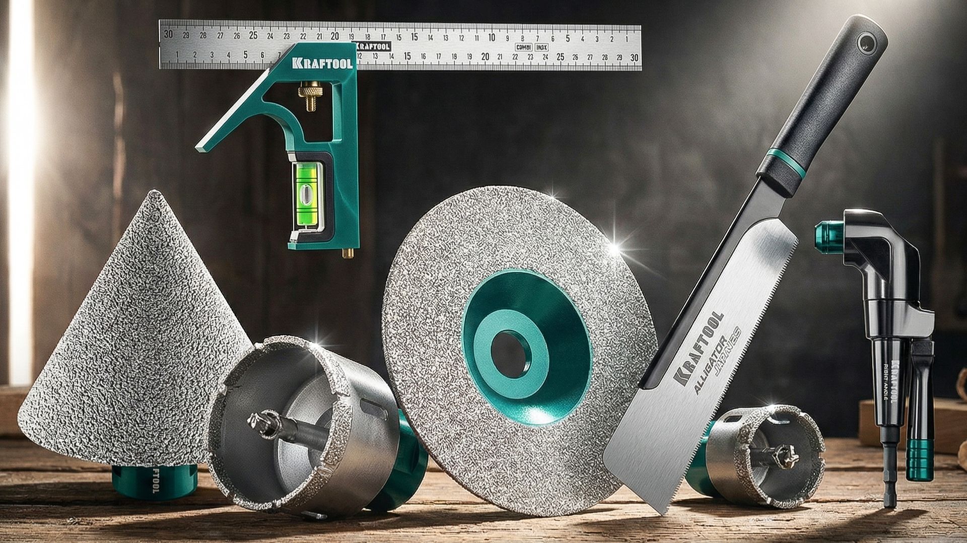 Полезная оснастка и ручной инструмент KRAFTOOL. Алмазные коронки • Угольники • Мини-пилы • Адаптеры