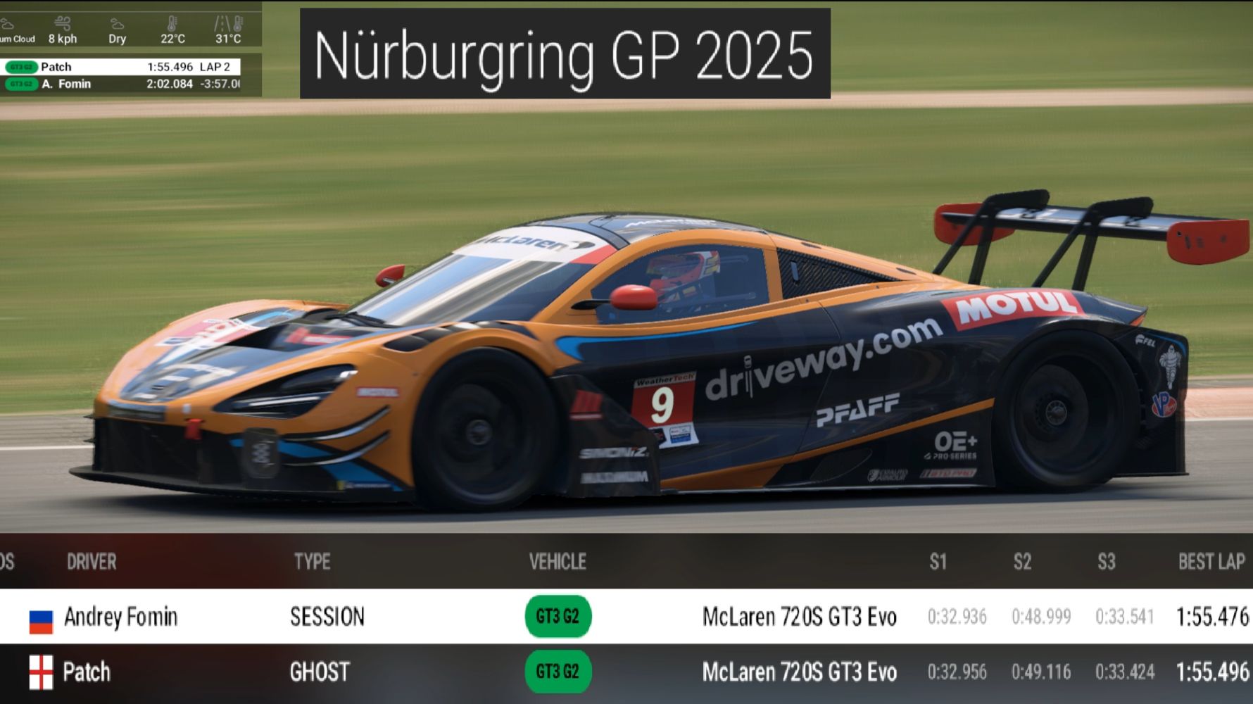 Automobilista 2.Nurburgring (1.55.476) McLaren 720s GT3 EVO. 2026.01.12.