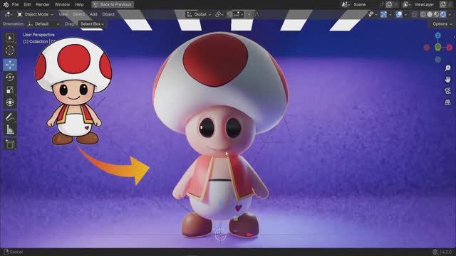 Видеокурс по созданию 3D-модели на основе 2D-референса в Blender 4+