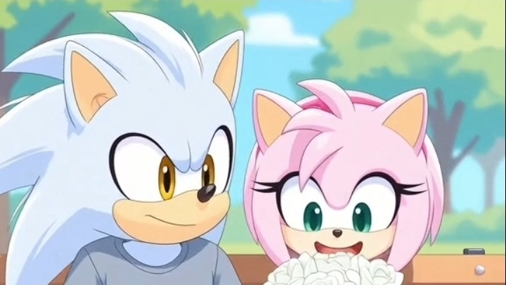 Тандер и Эми в парке, на скамейке. Аниме.