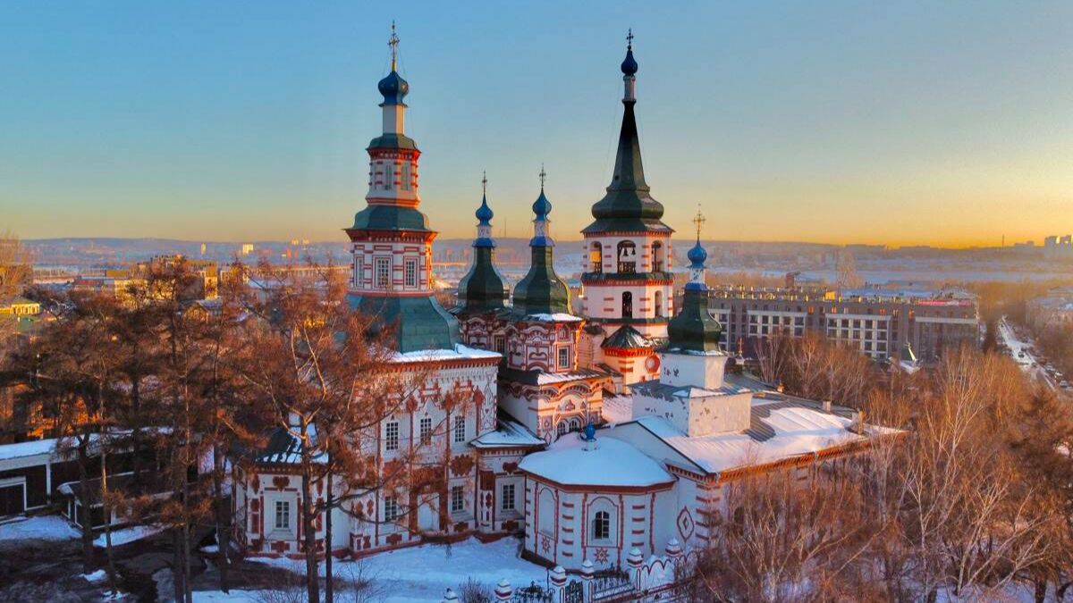 Аэросъемка - Крестовоздвиженский храм г.Иркутск