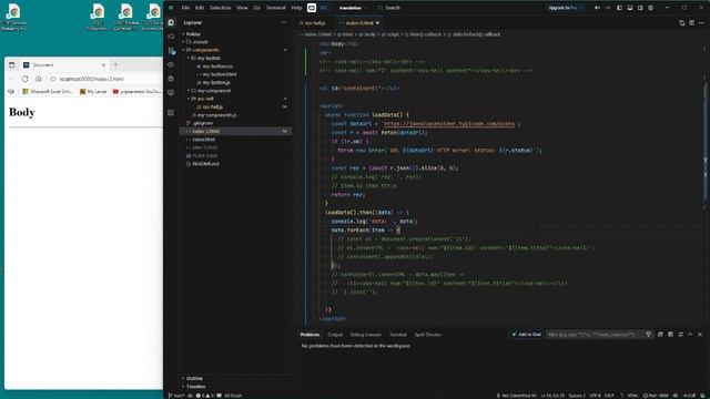 web components 3 - render, attribute, connectedCallback,  XSS уязвимость.