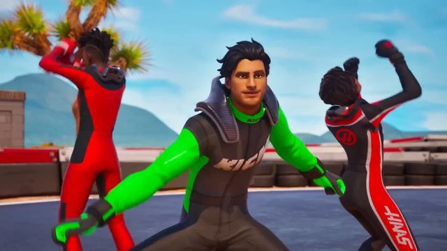 Тизер косметических предметов из Formula 1 в Fortnite.