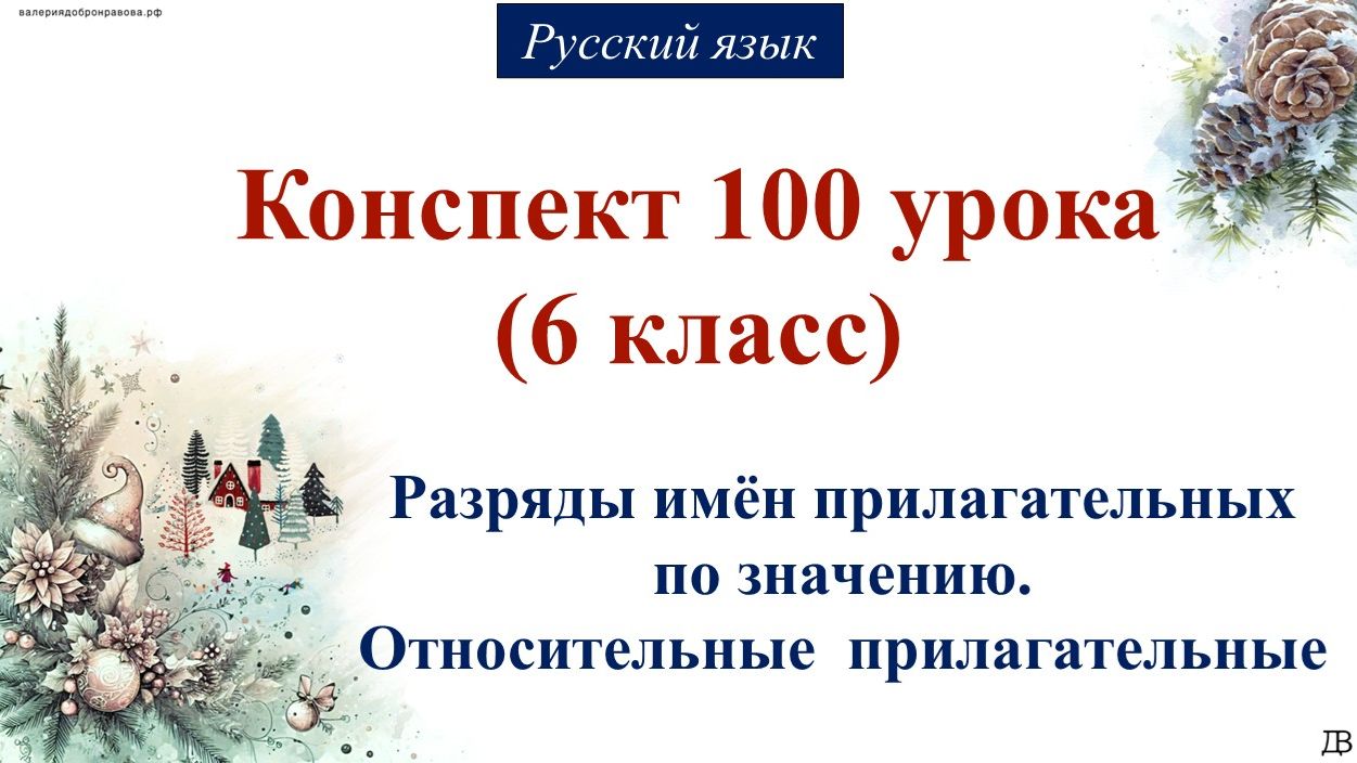 100 урок РЯ 6 класс. Разряды имён прилагательных по значению. Относительные  прилагательные