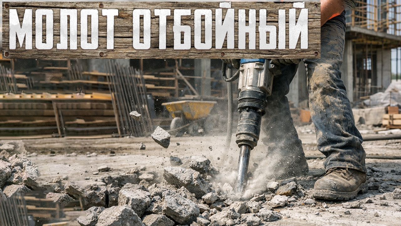 Отбойный молоток ВИХРЬ 1750Э в работе
