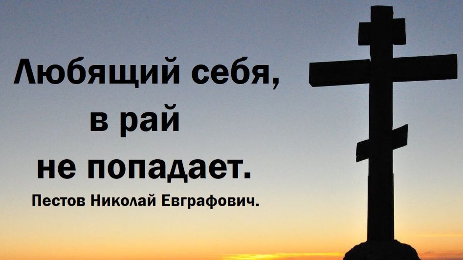 Любящий себя, в рай не попадает. Пестов Николай Евграфович.