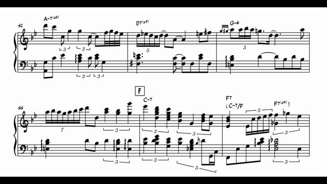 Autumn Leaves by Beegie Adair - piano sheet music transcription