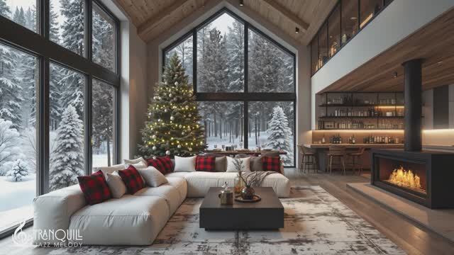 Winter Rustic Cafe Jazz _ Cozy Wooden Living Coffee Shop Ambience For Relax, Foc