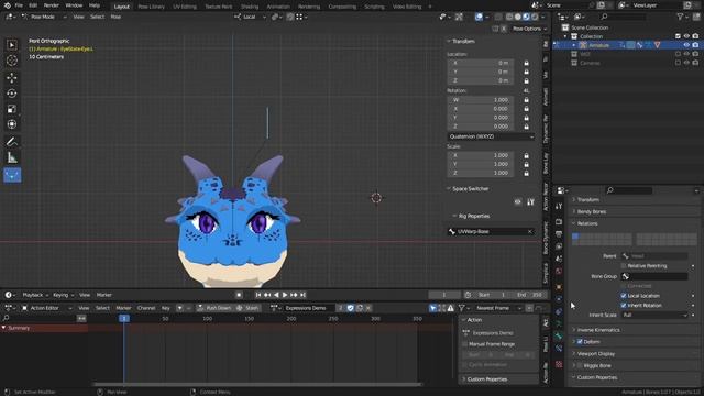 Как делать хороший лицевой риг для дракона [Blender 3.4 & 4.0]