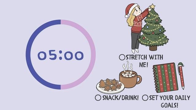 Рождественский таймер Помодоро 4x60 (4 часа) | СДВГ | Давайте сосредоточимся! ♡