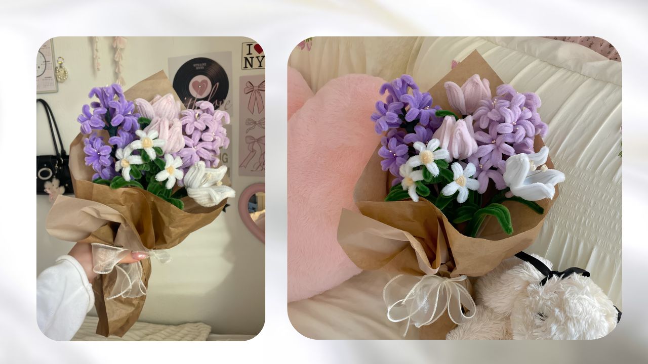 БУКЕТ ВЕСЕННЯЯ ЛЮБОВЬ ИЗ СИНЕЛЬНОЙ ПРОВОЛОКИ