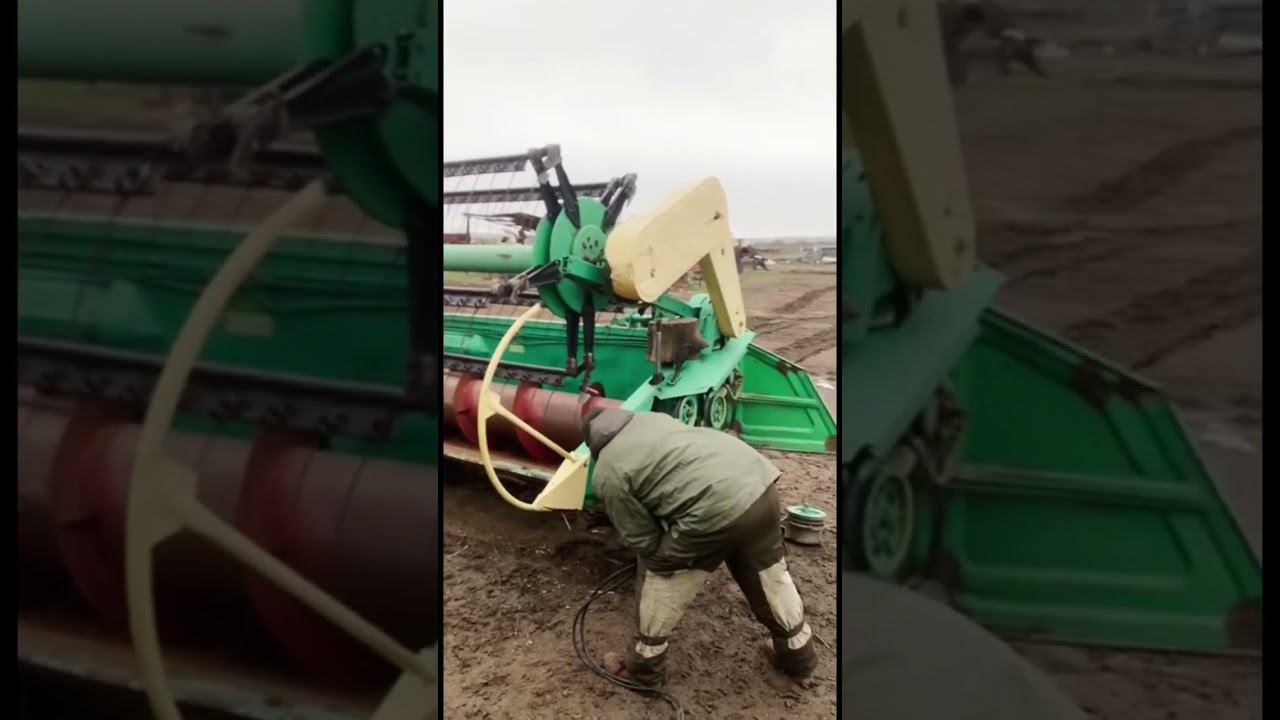 Архивное видео. Переоборудование жатки на Шумахер