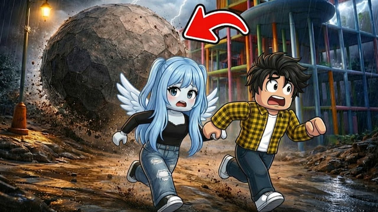 УБЕГИ ОТ ГИГАНТСКОГО КАМНЯ В РОБЛОКС! ЧЕЛЕНДЖ НА ВЫЖИВАНИЕ ROBLOX МИФФИ