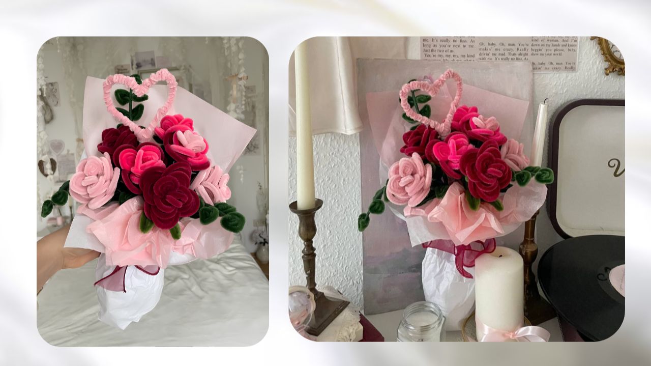 БУКЕТ ШЁПОТ РОЗ ИЗ СИНЕЛЬНОЙ ПРОВОЛОКИ