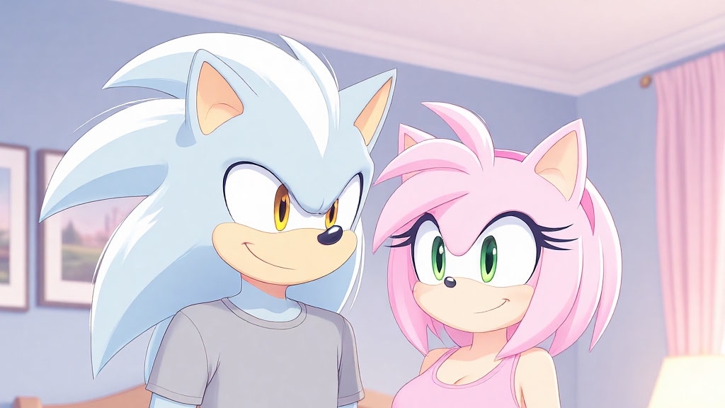 Тандер и Эми в романтической спальне. Аниме.