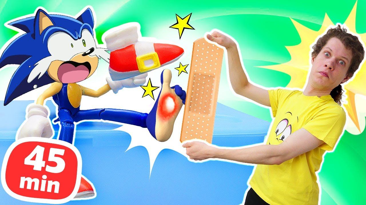 Весёлая Школа: История сломанных ног — Соник, Гекко и черепашонок! 🏥🦵✨