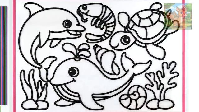 Раскраска из желе для китов, морских животных, дельфинов и детская живопись