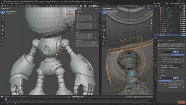 Урок 7. Прорабатываем корпус и антенны робота в Blender 4.5